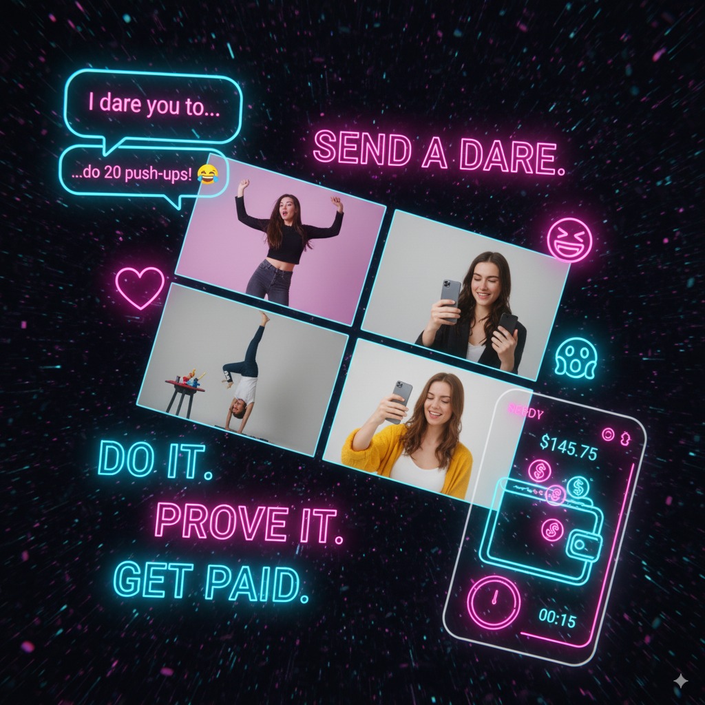 Complete dare flow: Send a Dare, Do It, Prove It, Get Paid